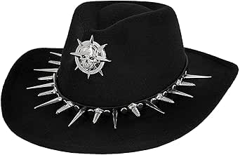 Cool Steampunk Cosplay Spike Cowboy Hats Big Skull Women Men Western ...