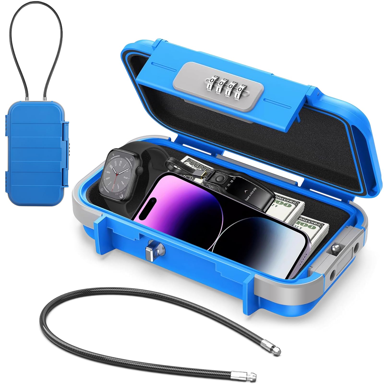 Amazon.com: Small Lock Box, Travel Safe Lock Box with Code, Beach Safe ...