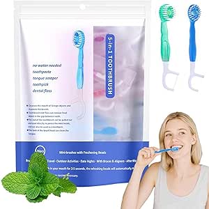 Amazon.com : Festivalment 5 in 1 Mini Toothbrush & Floss, 5 in 1 Mini ...