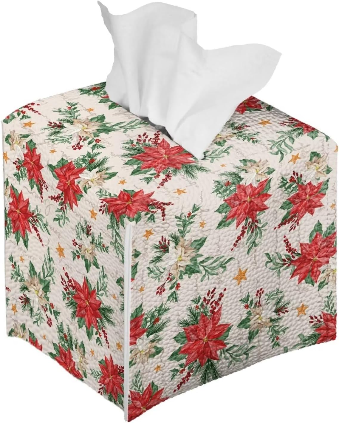 Amazon.com: Sellikakes Poinsettia Tissue Box Cover Square Xmas Tissue ...