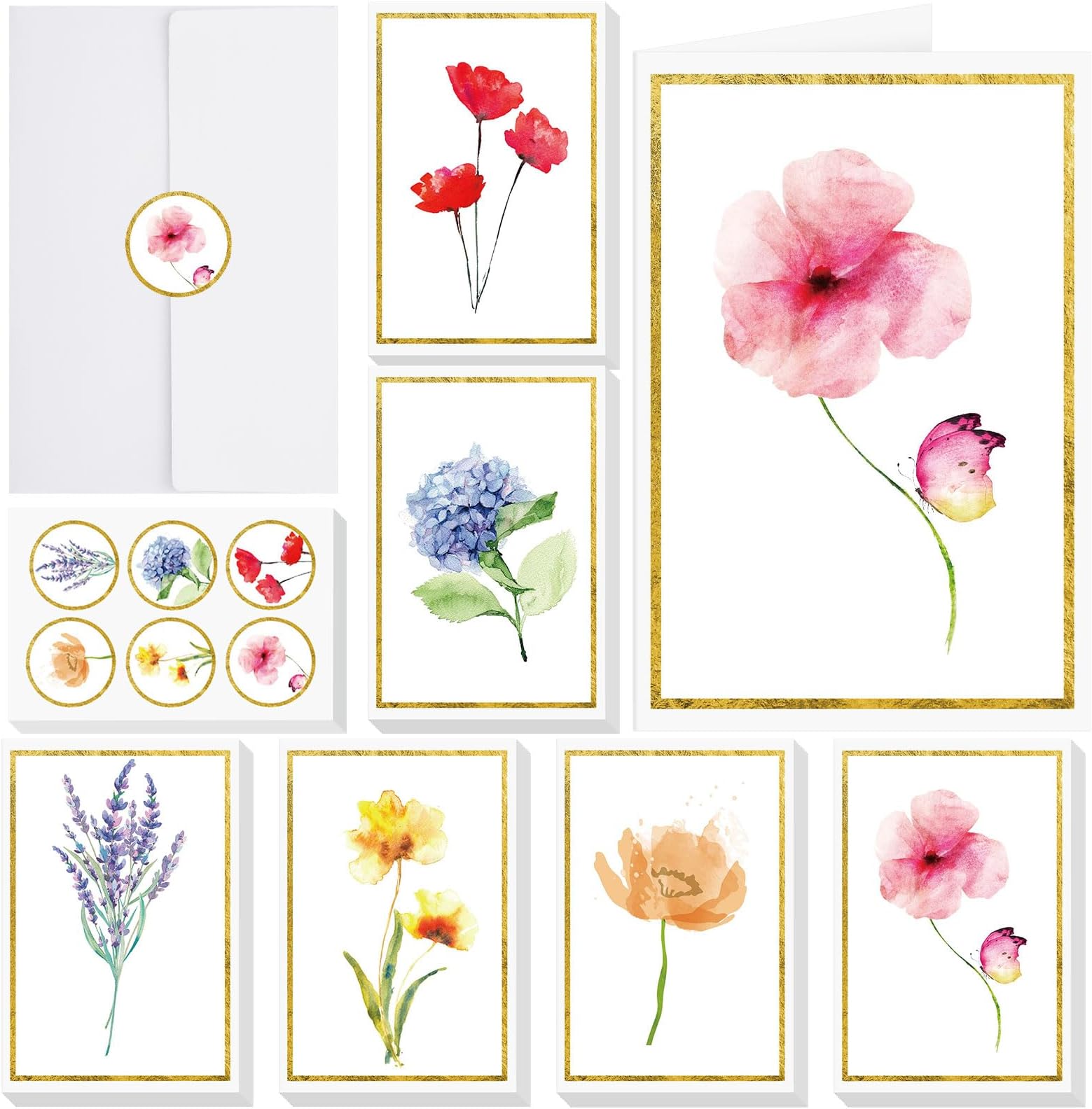 Amazon.com : Glenmal 60 Pcs Floral Blank Cards with Envelopes and ...