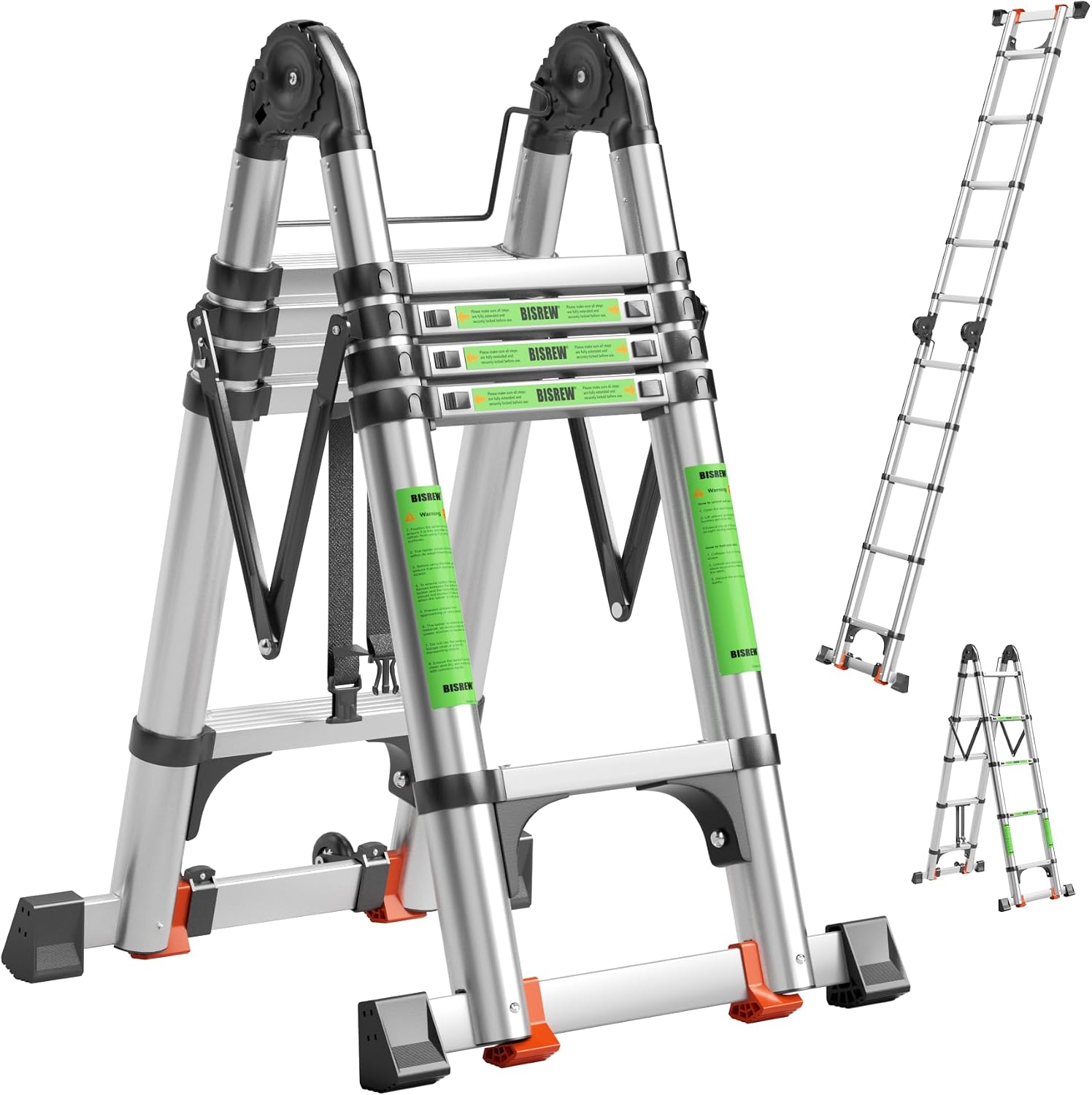 BISREW Telescoping Ladder 6.9 FT(A) / 13.8 FT Aluminum Lightweight A ...
