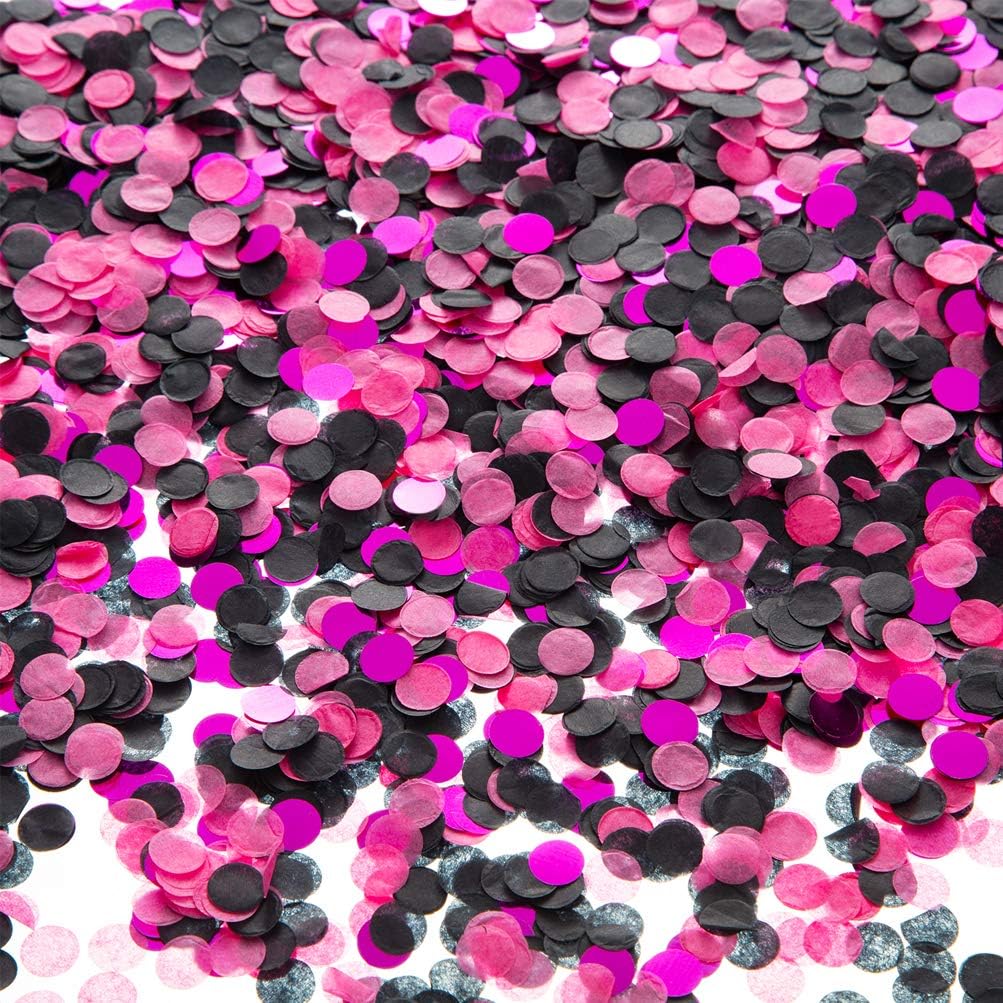 Amazon.com: 200pc Hot pink Black Paper confetti, Circle Dots Glitter ...