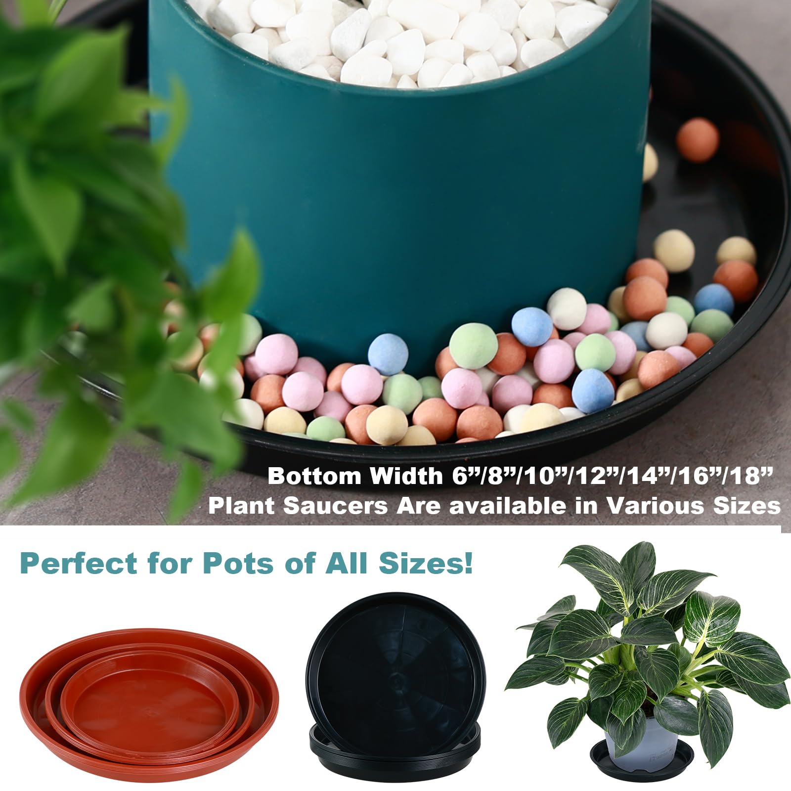 4 Pack Bottom 16 Inch Plant Saucers for Indoors Outdoors Plastic Plant ...