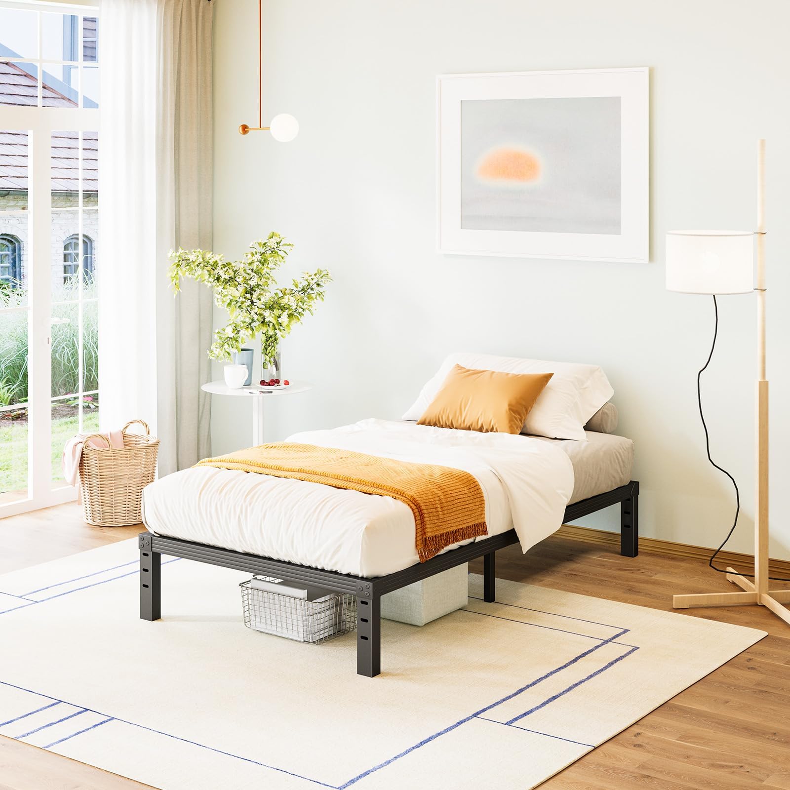 Amazon.com: FSCHOS Bed-Frame-Twin, 12 Inch Metal Platform Twin-Size-Bed ...