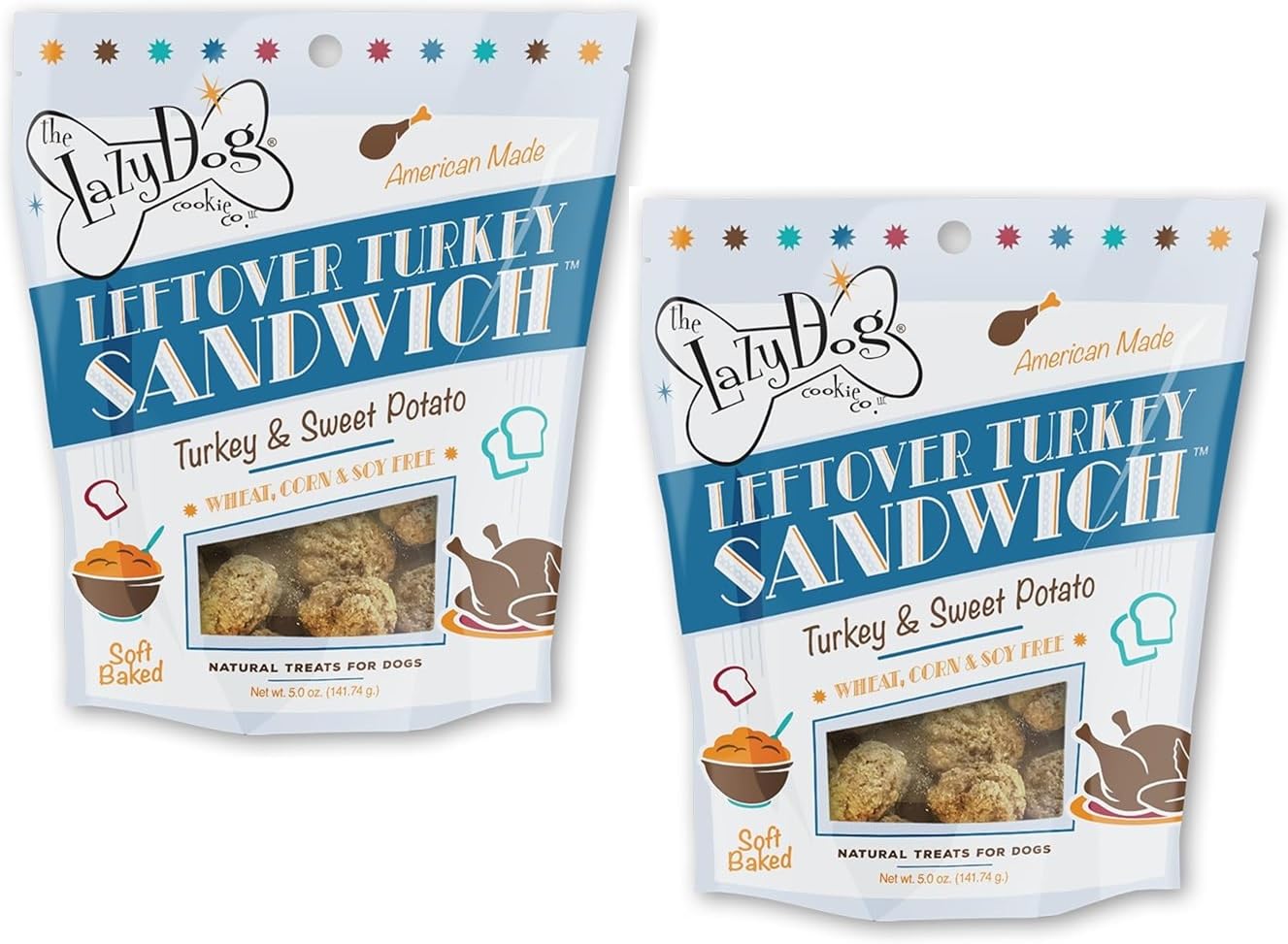 Amazon.com : The Lazy Dog Cookie Co. Leftover Turkey Sandwich, Turkey ...