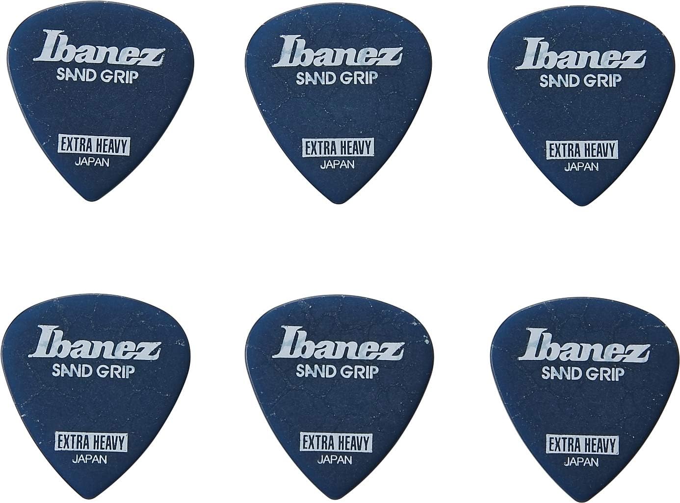 IBANEZ Flat Pick Sand Grip Crack Model Blue Pack of 6 (PPA16XCG-DB ...