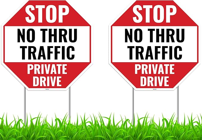Amazon.com : 2PC No Thru Traffic Private Drive Sign with Stake, 12 ...