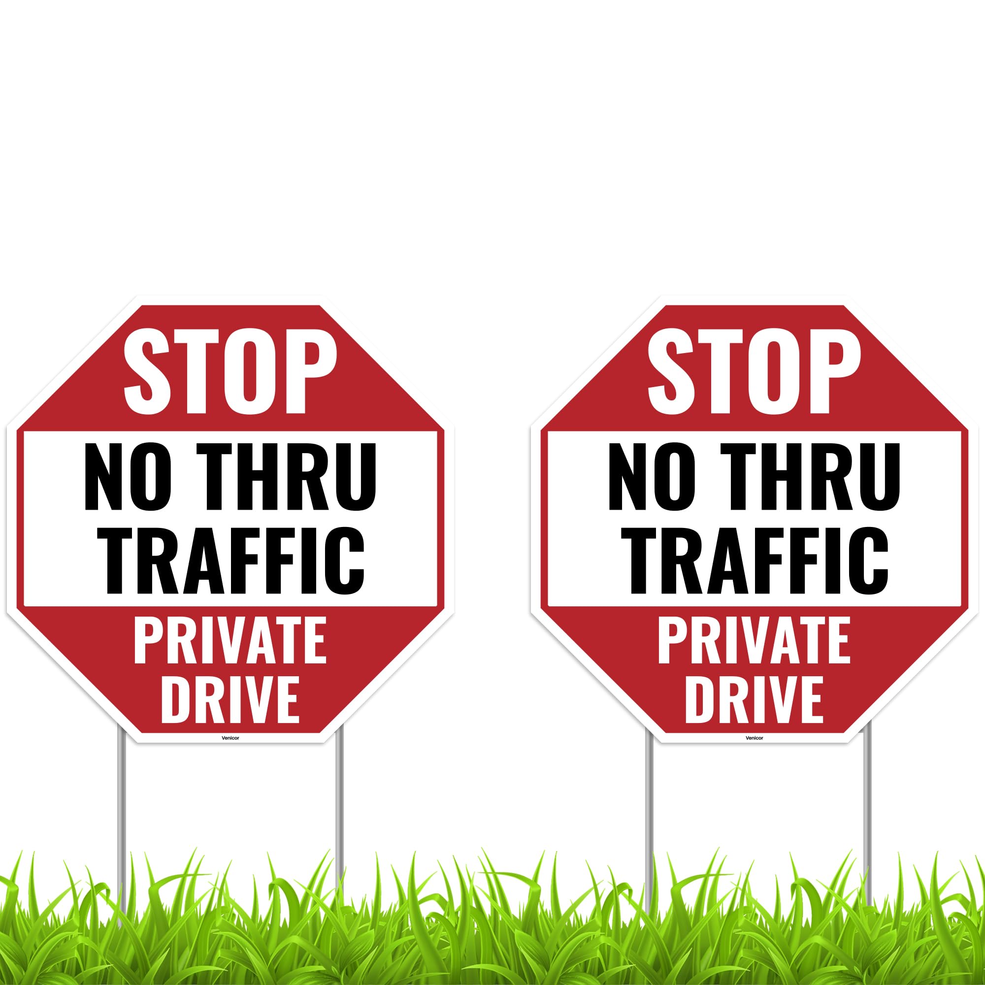 Amazon.com: 2PC No Thru Traffic Private Drive Sign with Stake, 13 ...