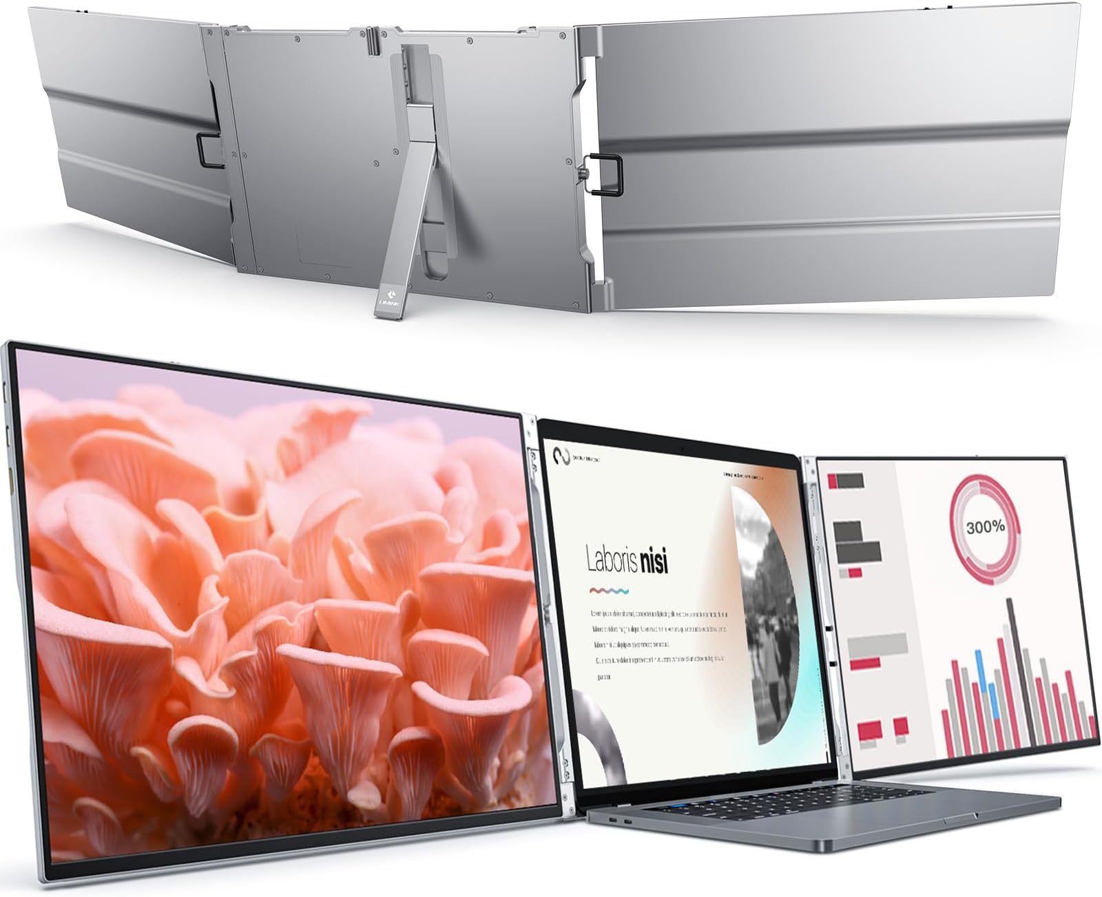 L LIMINK 14" Triple Screen Laptop Monitor Extender - 1200P IPS, USB-C ...