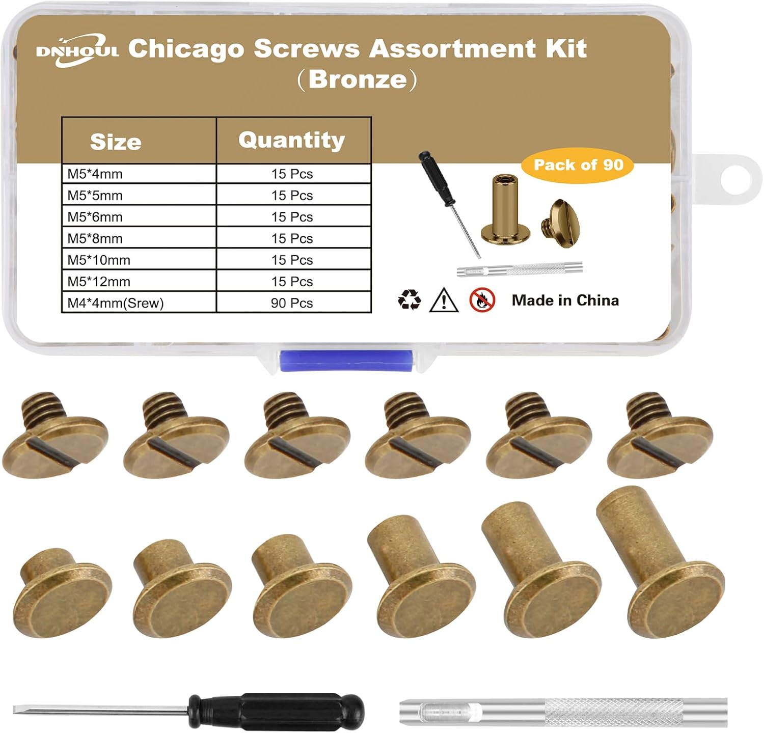 Amazon.com: 90Sets Chicago Screws Leather Rivets Assorted Screw Rivet ...