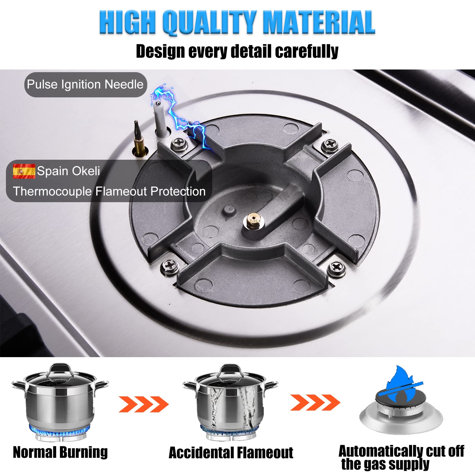 Snapklik.com : Hothit Propane Gas Cooktop 30 Inch, 5 Burner Built-in ...