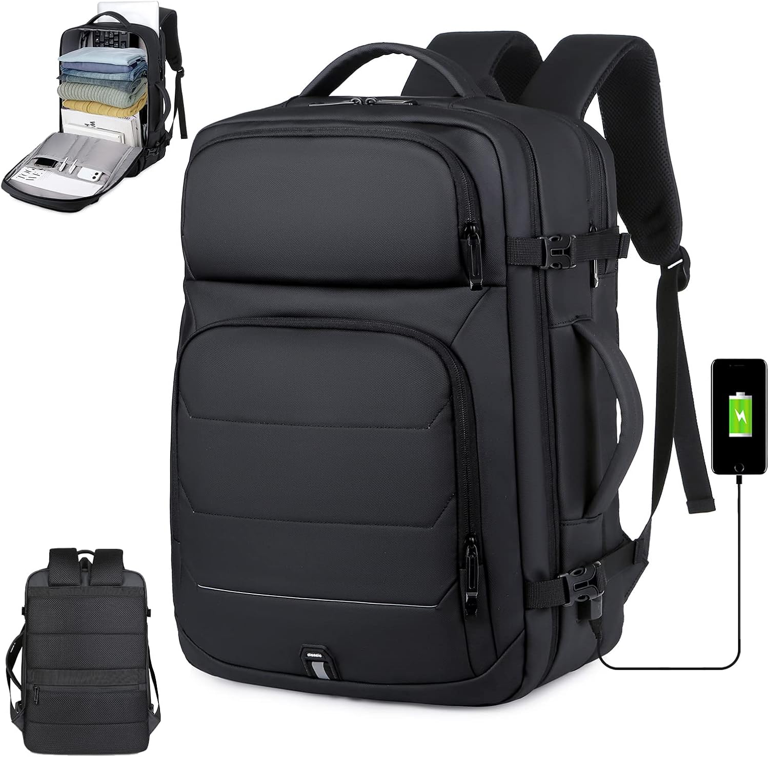 Expandable Travel Laptop Backpack with USB Charging Port, Flight ...