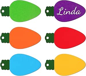 Amazon.com: FYSUIMU Christmas Light Bulb Hanging Tags Wooden Gift Name ...