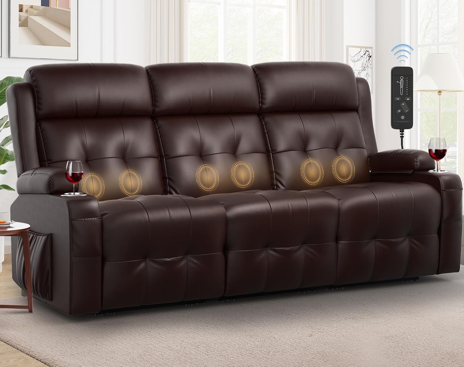 Amazon.com: VAFEAFO Recliner Sofa, Massage Reclining 3 Seater Sofa Sets ...