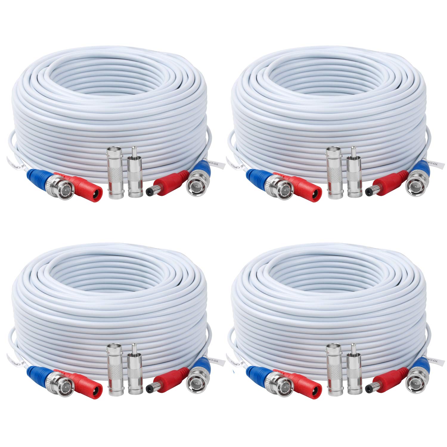 Buy 4 Pack 100 Ft Tainston BNC Video Power Cable BNC Extension Wire Pre ...