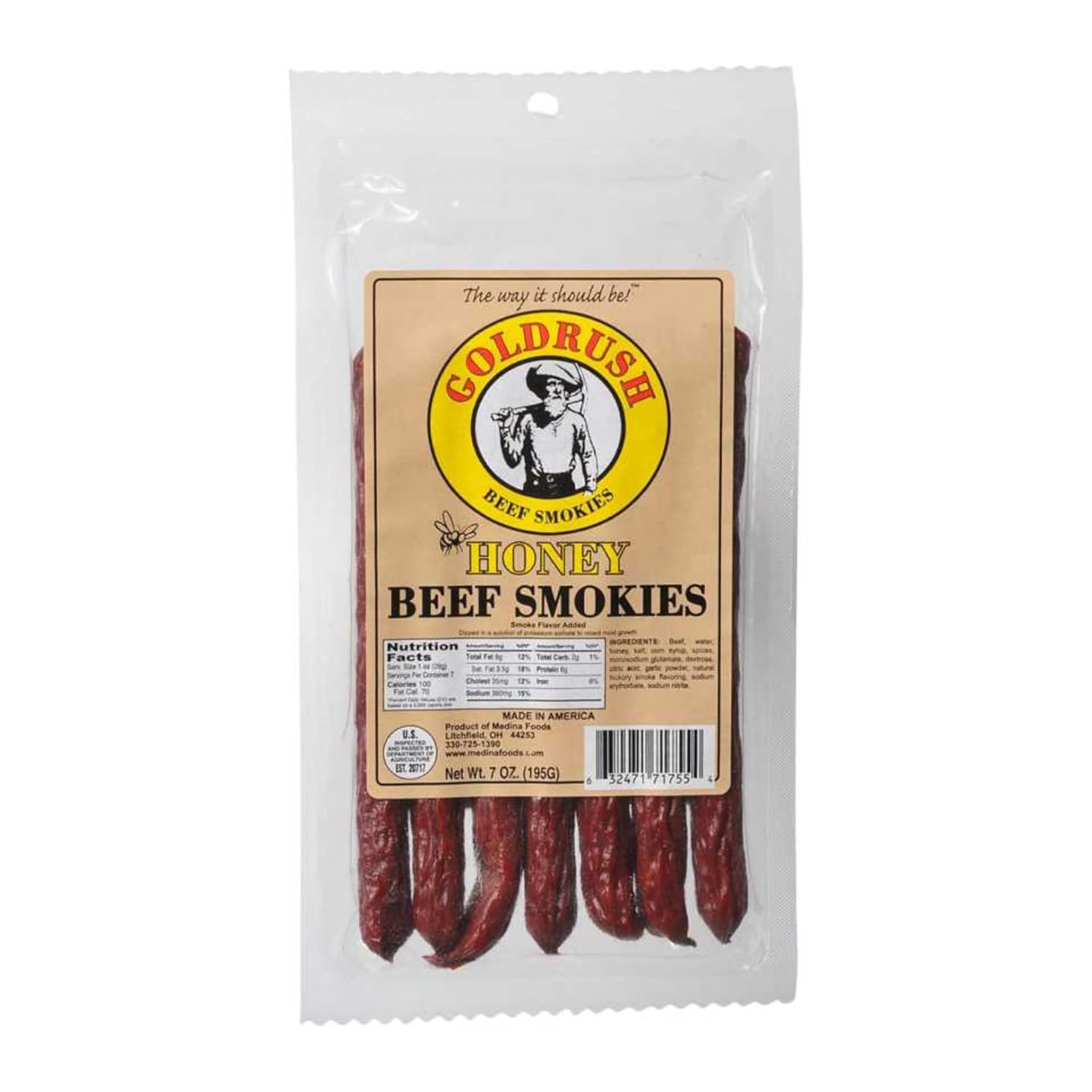 Amazon.com: Gold Rush Beef Sticks 7oz. Package (Honey) : Grocery ...