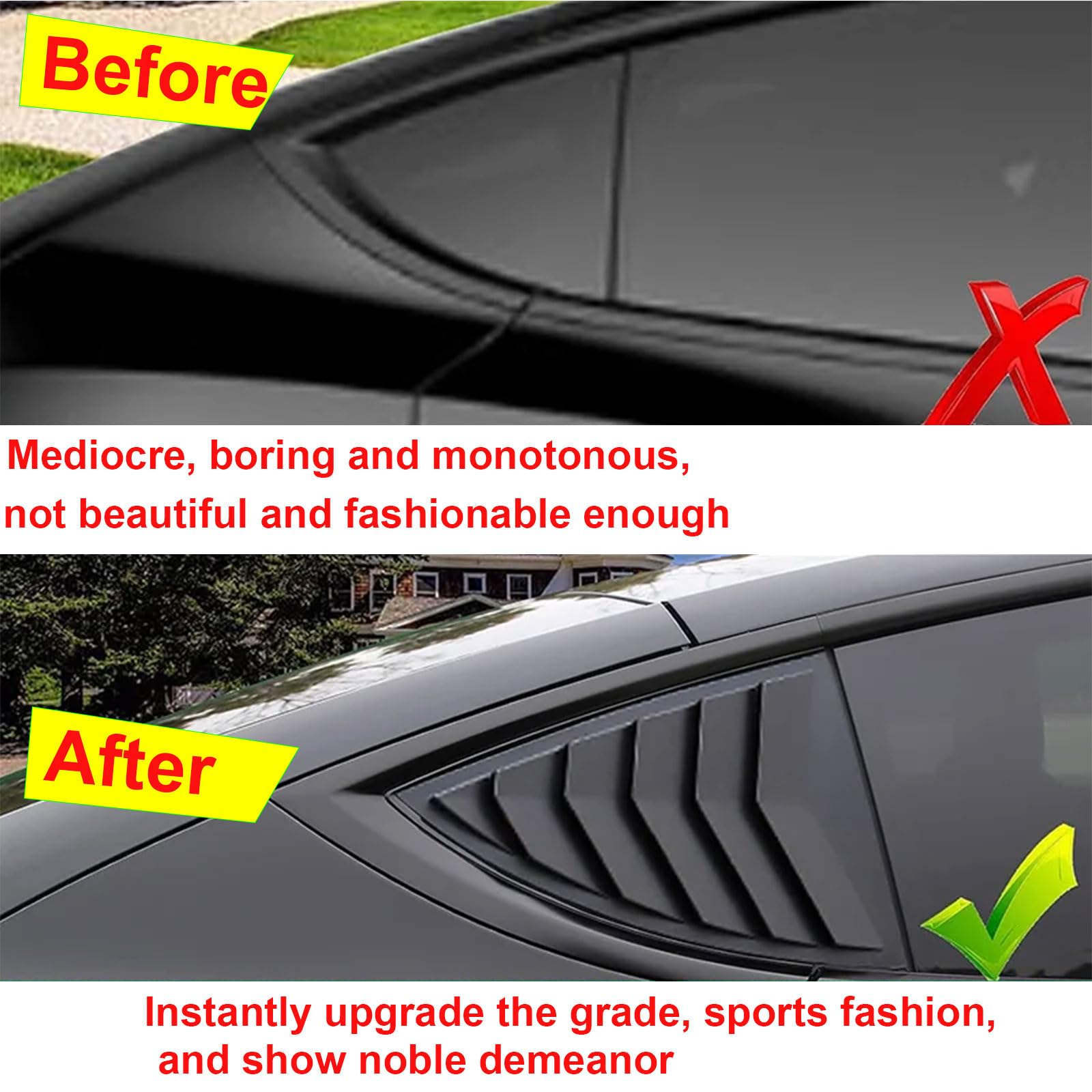 Snapklik.com : 2Pcs Model Y Side Window Louver Cover Sport Style For ...