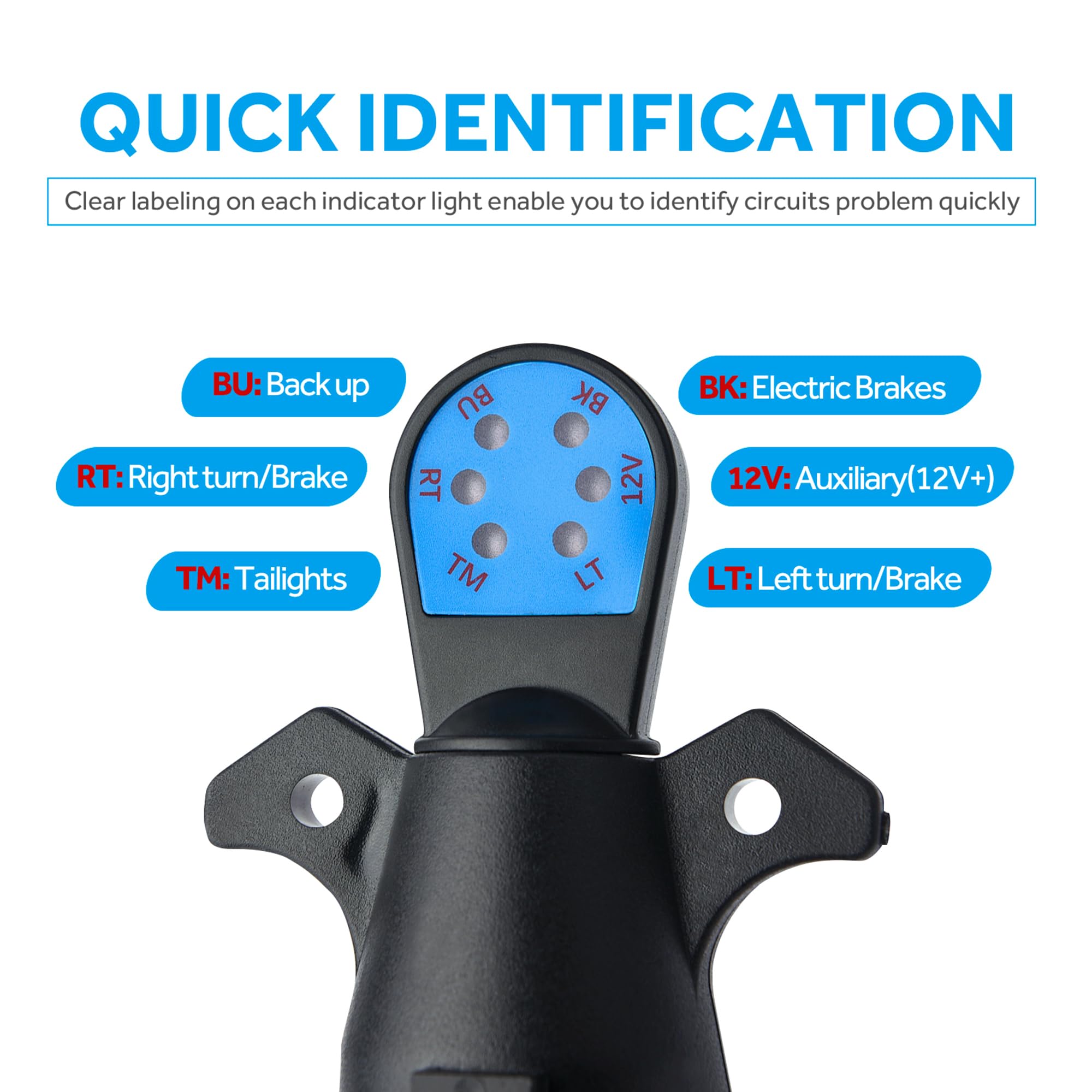 Snapklik.com : MICTUNING 7 Way Blade Trailer Connector Tester