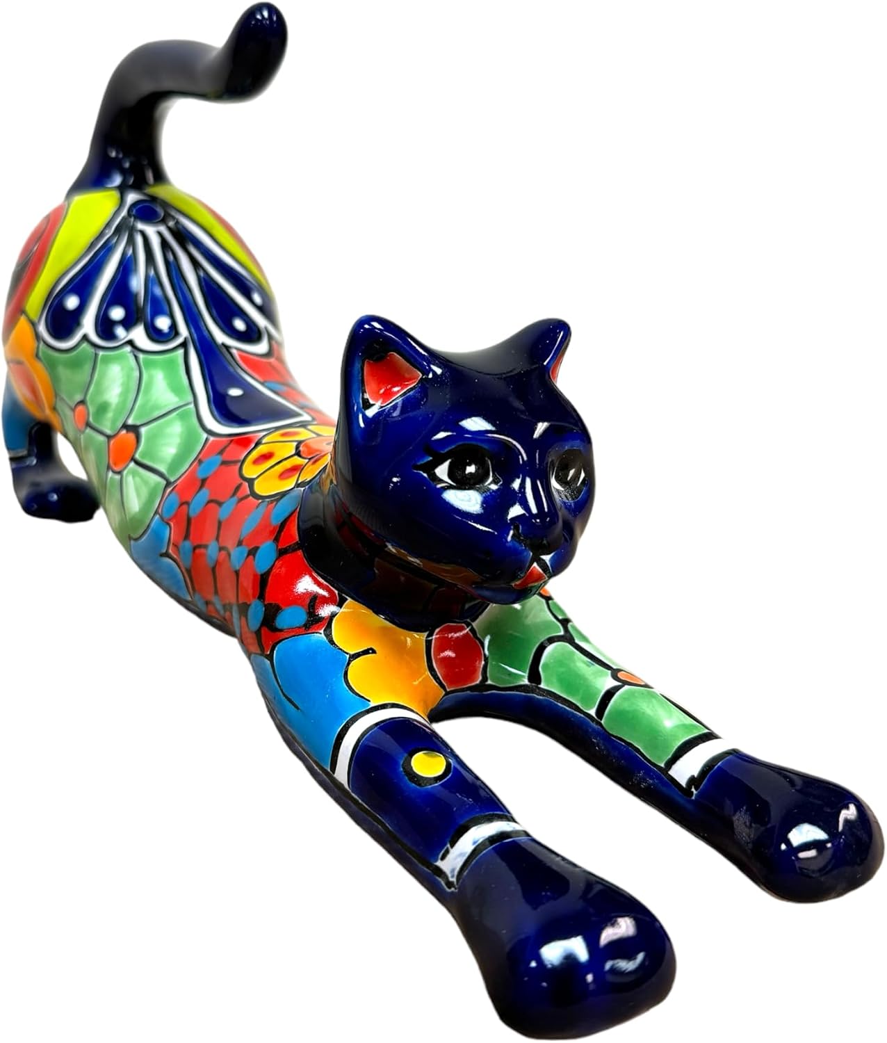 Amazon.com: Talavera Cat Stretching Cute Mexican Pottery Folk Art Hand ...
