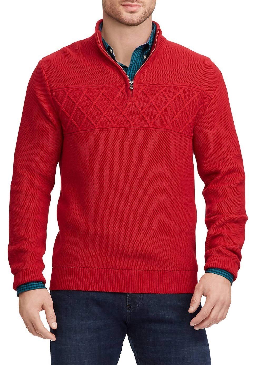 Chaps Men's Chest Texture Mock Neck Long Sleeve Sweater, Park Avenue ...