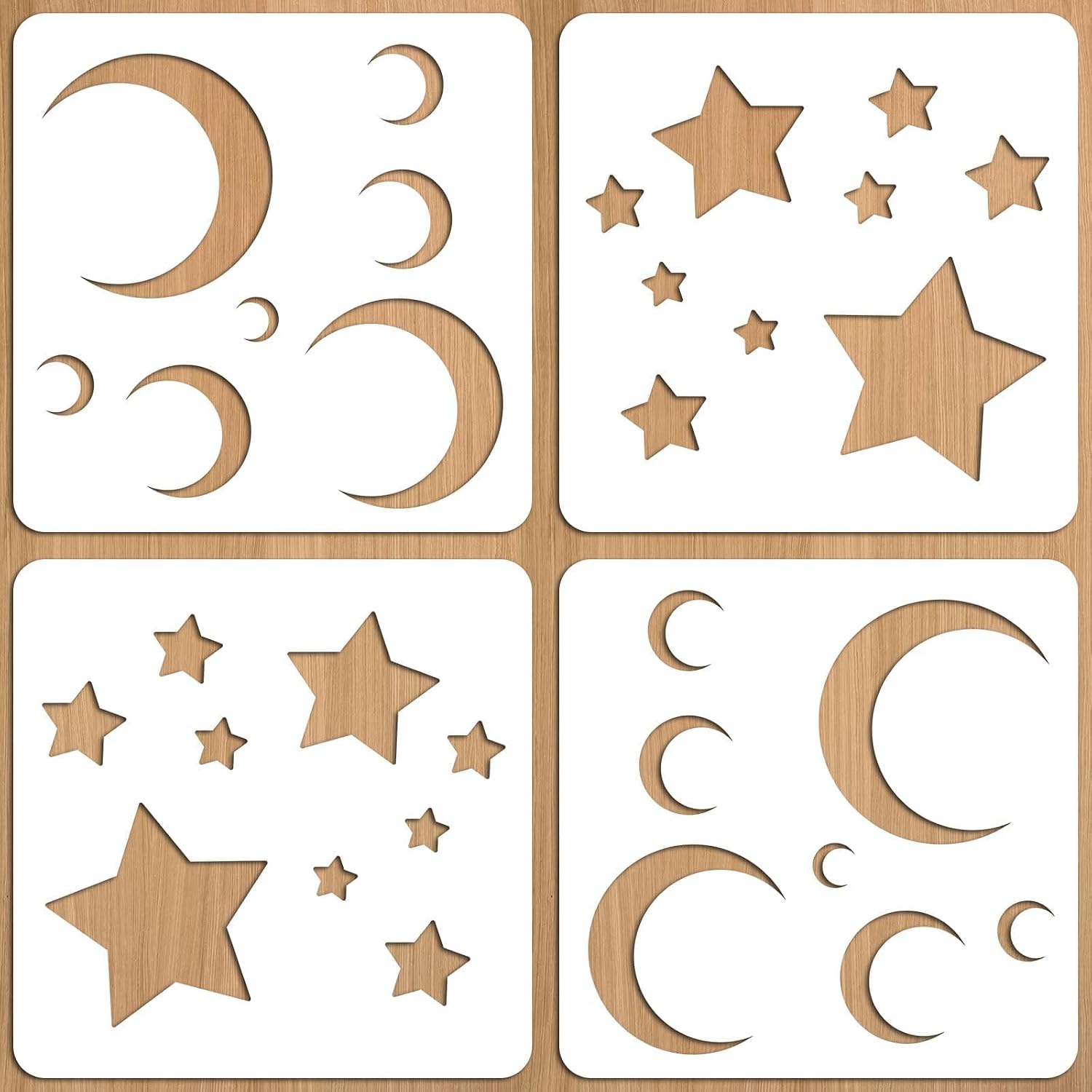Amazon.com : Moon and Star Stencil, 4PCS Small Plastic Moon and Star ...