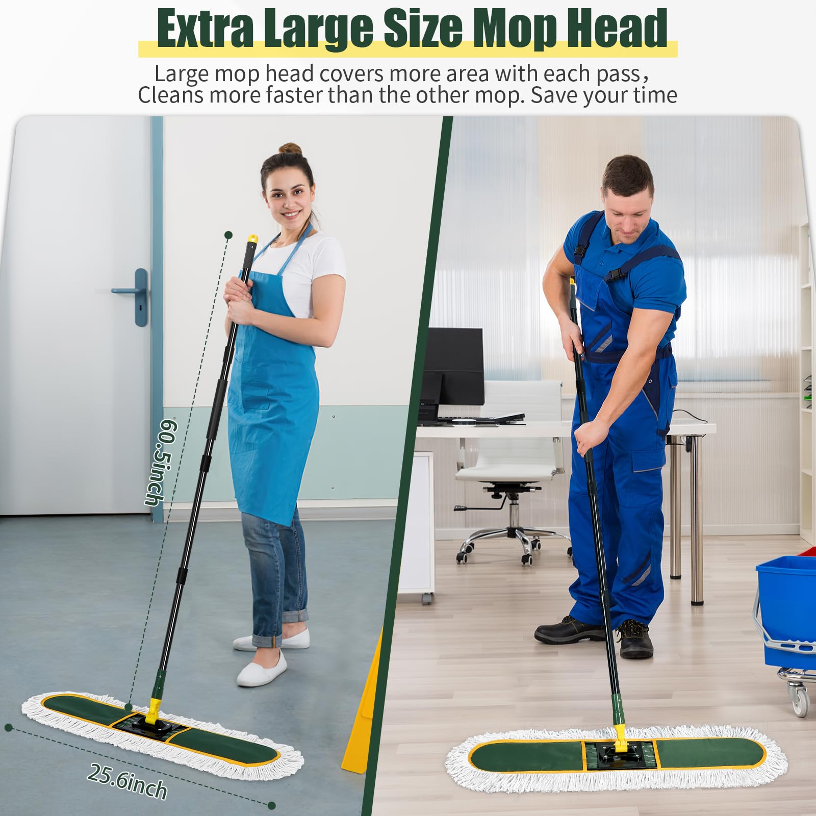 Snapklik.com : 24" Commercial Dust Mop For Floor Cleaning, Heavy Duty ...