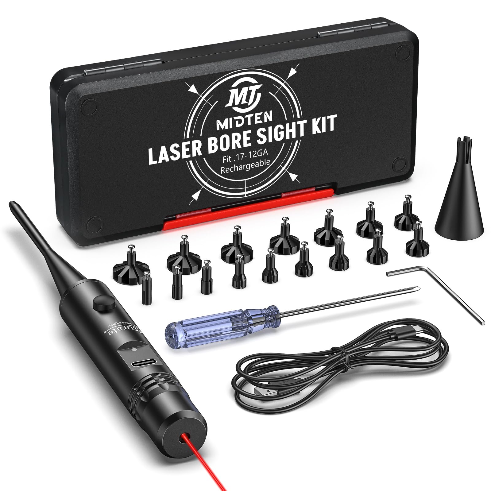 Snapklik.com : MidTen Rechargeable Bore Sight Laser For .17-12GA, Red ...