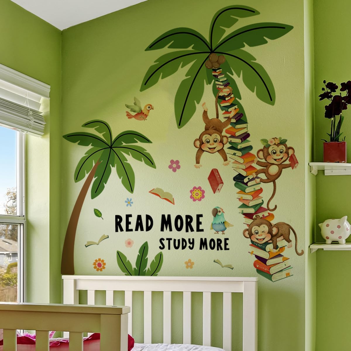 Amazon.com: Monkey Reading Wall Decal, Educational Classroom Decor with ...