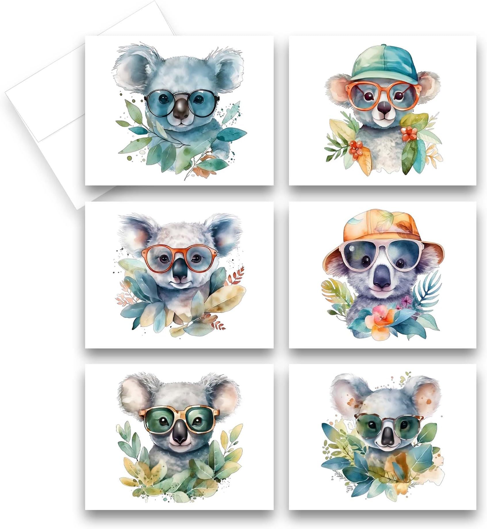 Amazon.com : Aria Rae Design Assorted Koala Notecards, Set of 12 with ...