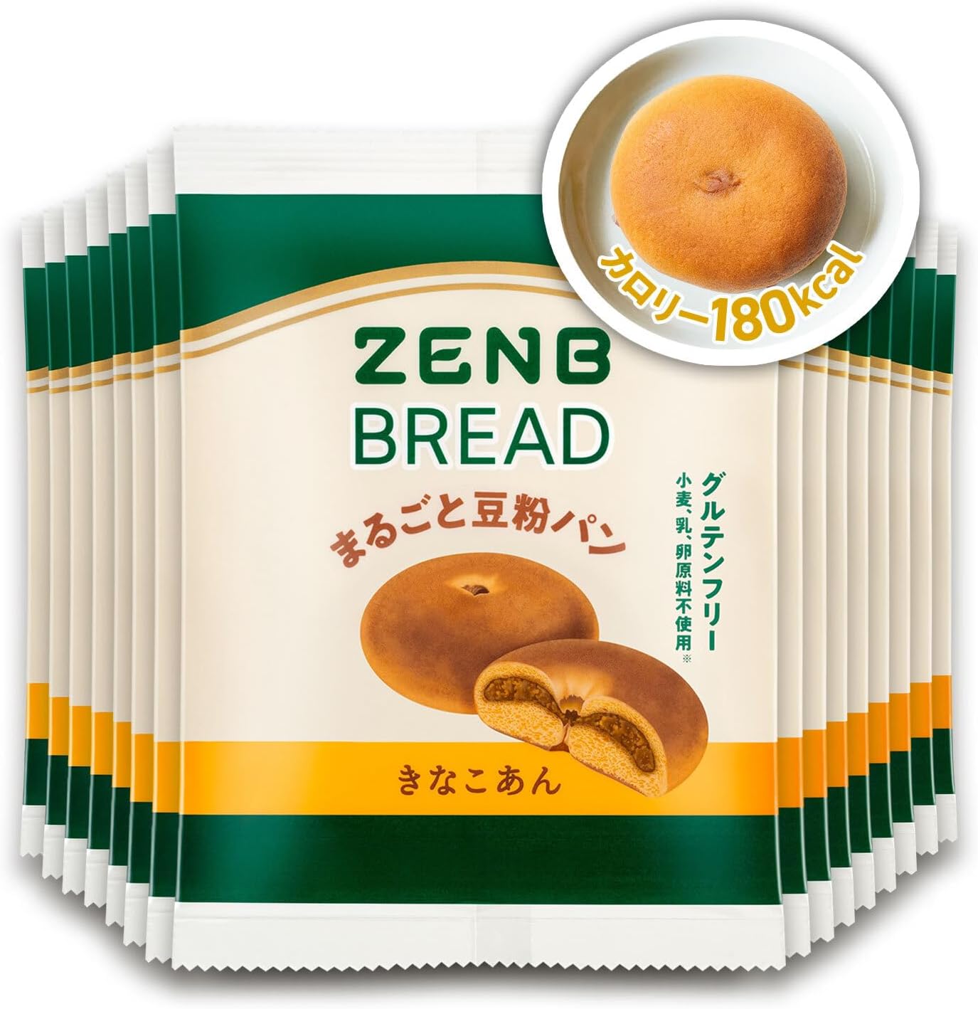 Amazon.co.jp: 【糖質オフの豆粉パン】ZENB ゼンブ ブレッド きなこ あんぱん 16個 [ 糖質オフ 糖質制限 糖質コントロール 腸活 時の 食物繊維 補給に ダイエット 時の ...
