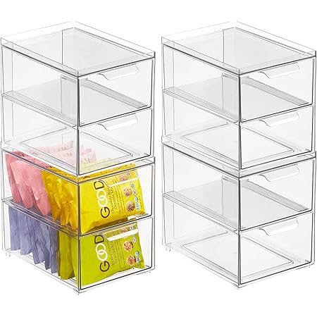 Amazon.com: mDesign Stackable Storage Containers Box with 2 Pull-Out ...