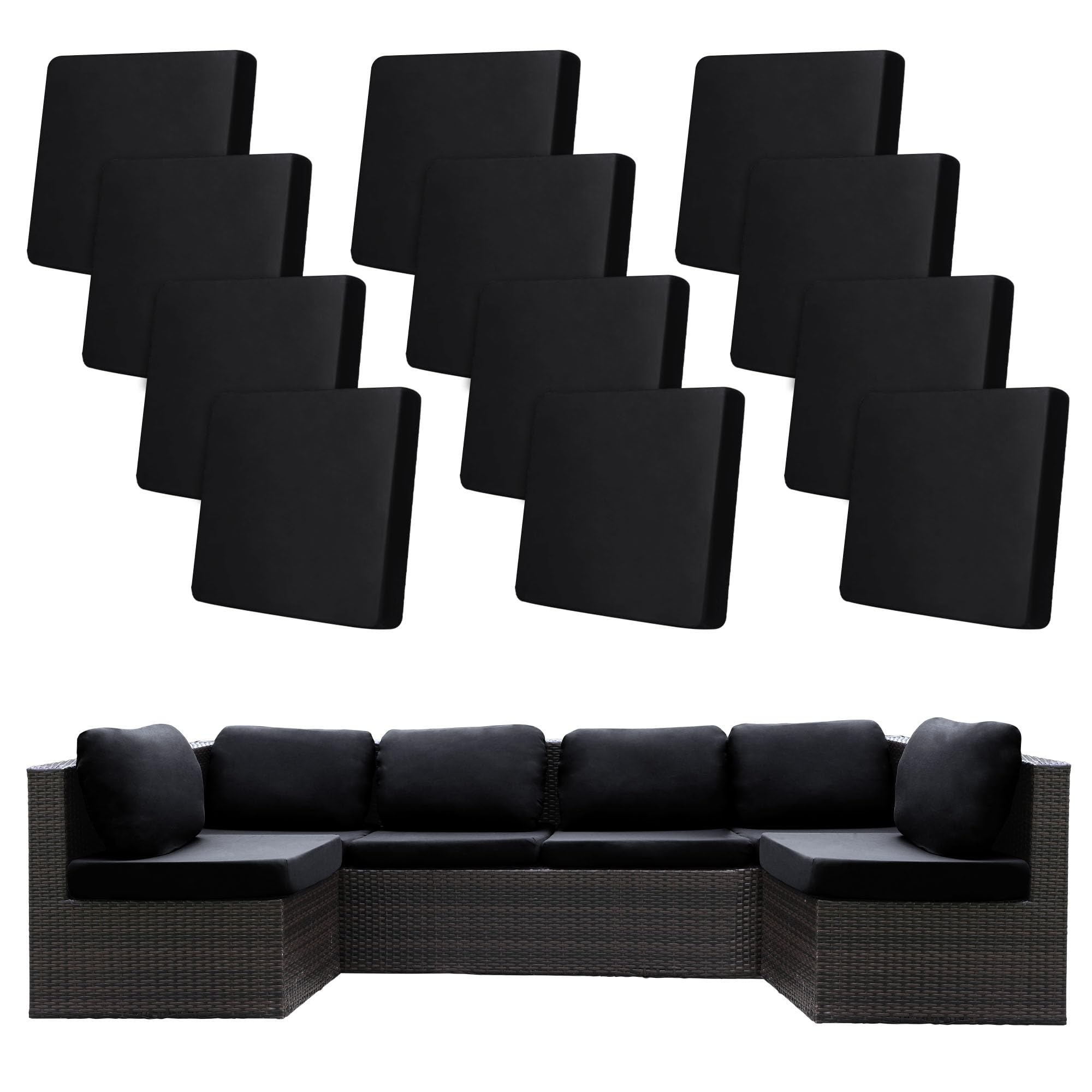 Amazon.com: 12Pcs Stretch Patio Cushion Covers Outdoor Cushion Covers ...