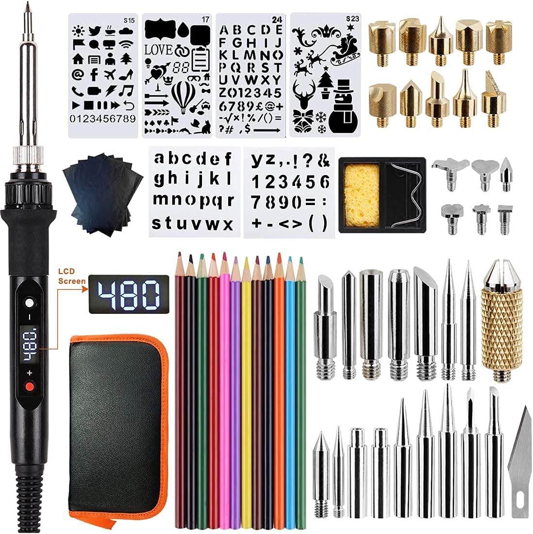 Wood Burning Kit, Genround LCD Pyrography Kit Professional DIY 80W ...