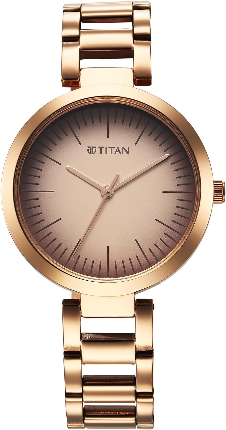 Titan Workwear Quartz Analog Beige Dial Rose Gold Stainless Steel Strap ...