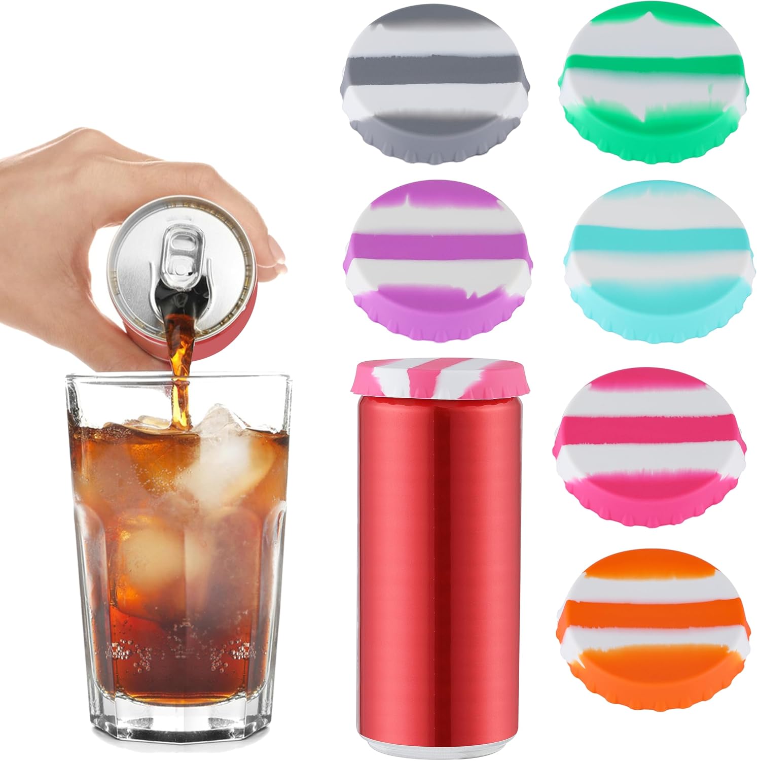 Amazon.com: HAMMER IRON ALLEY 6PCS Silicone Soda Can Lids Covers ...