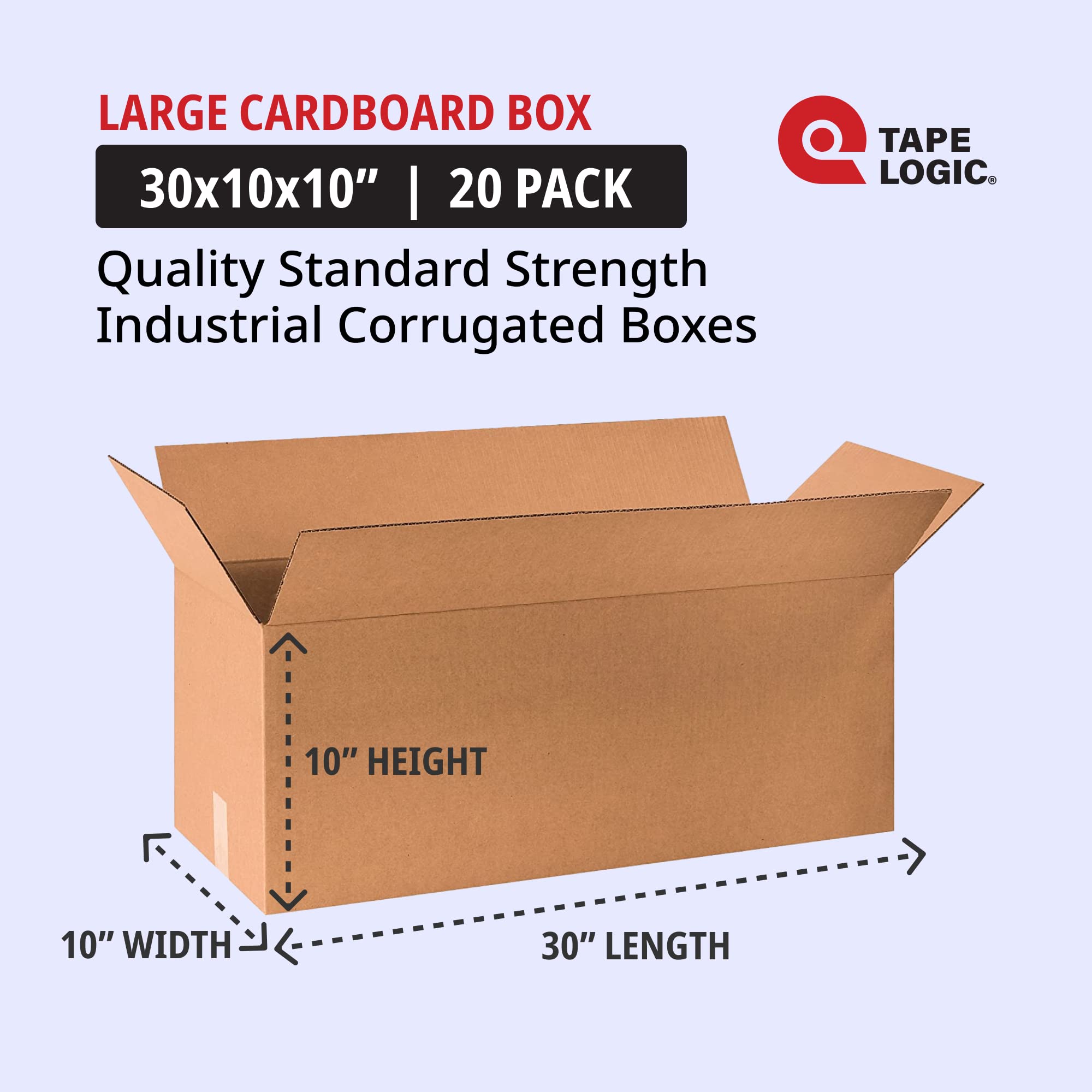 Snapklik.com : TAPE LOGIC 30x10x10 Long Corrugated Boxes, Long, 30L X ...