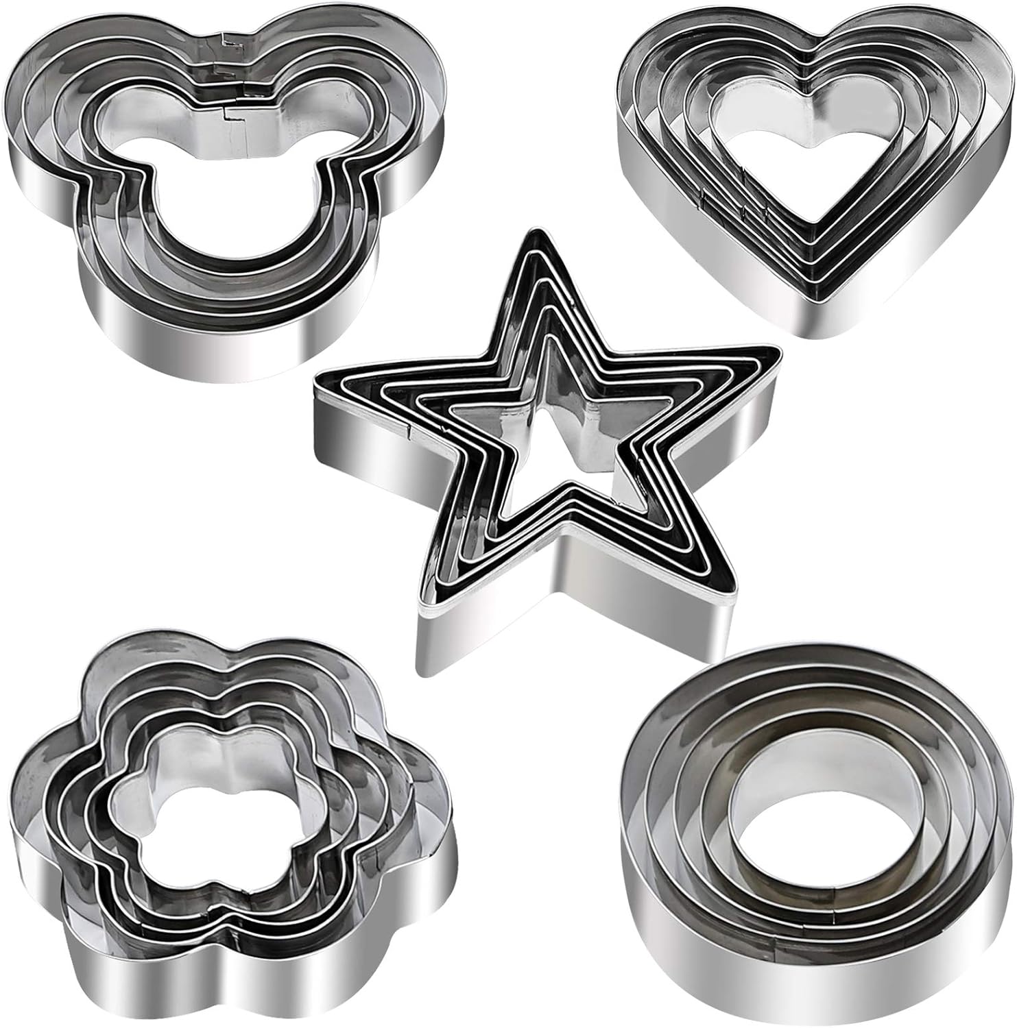 Amazon.com: Cookie Cutters Shapes Set, 25pcs Flower,Round,Heart,Star ...