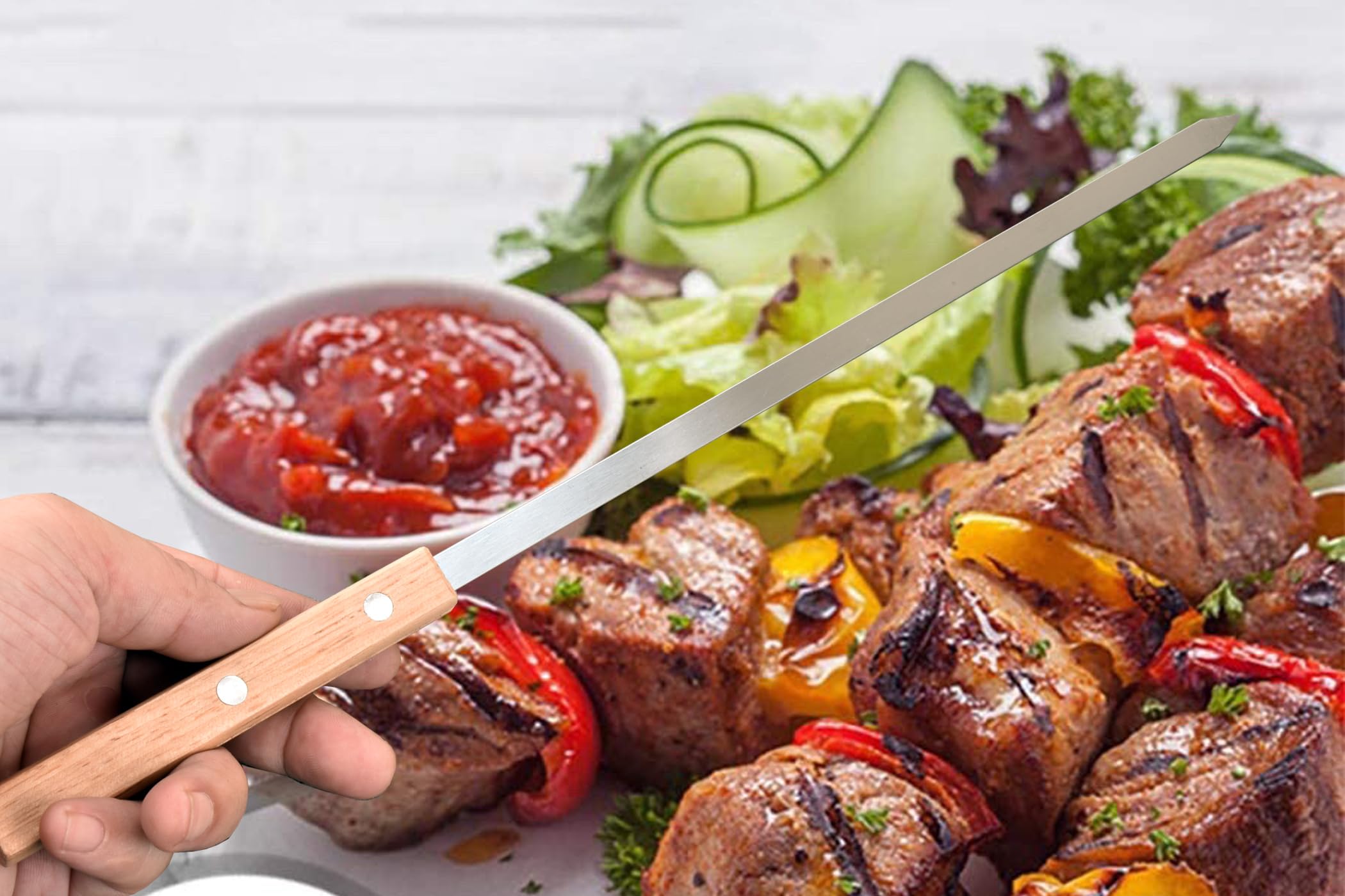 Snapklik.com : 17-Inch Large Metal Barbecue Skewers,HONSHEN Heavy ...