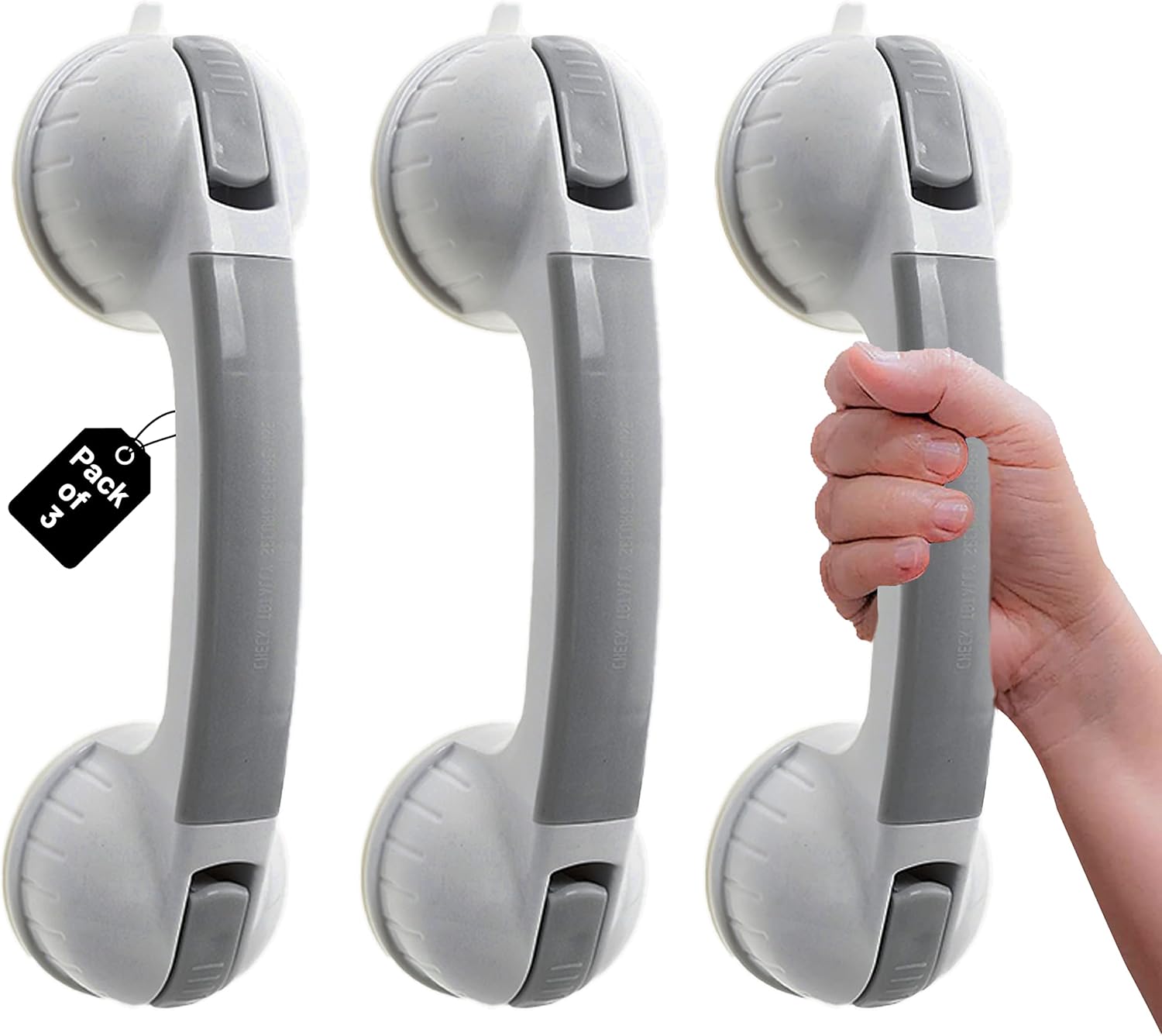 3 Pcs Glockseen Suction Grab Bar Hand Rails | Portable Mobility ...