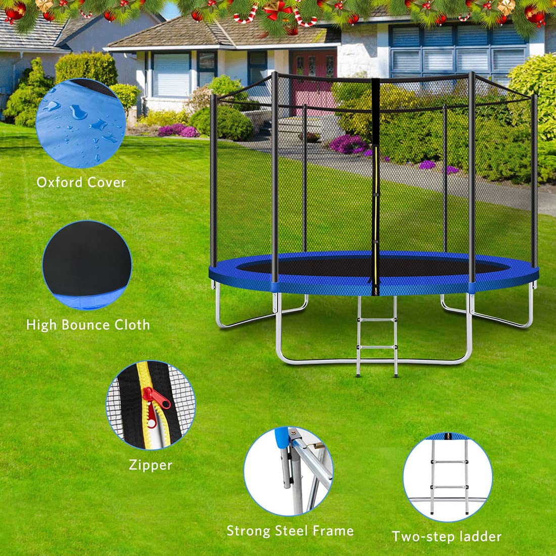 Snapklik.com : YAKEY Trampoline 10FT 12FT 15FT Recreational Trampolines