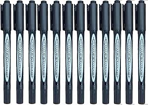 MOMENT 12 Pieces Double Sided Permanent Marker Black,Twin Markers (Pack ...