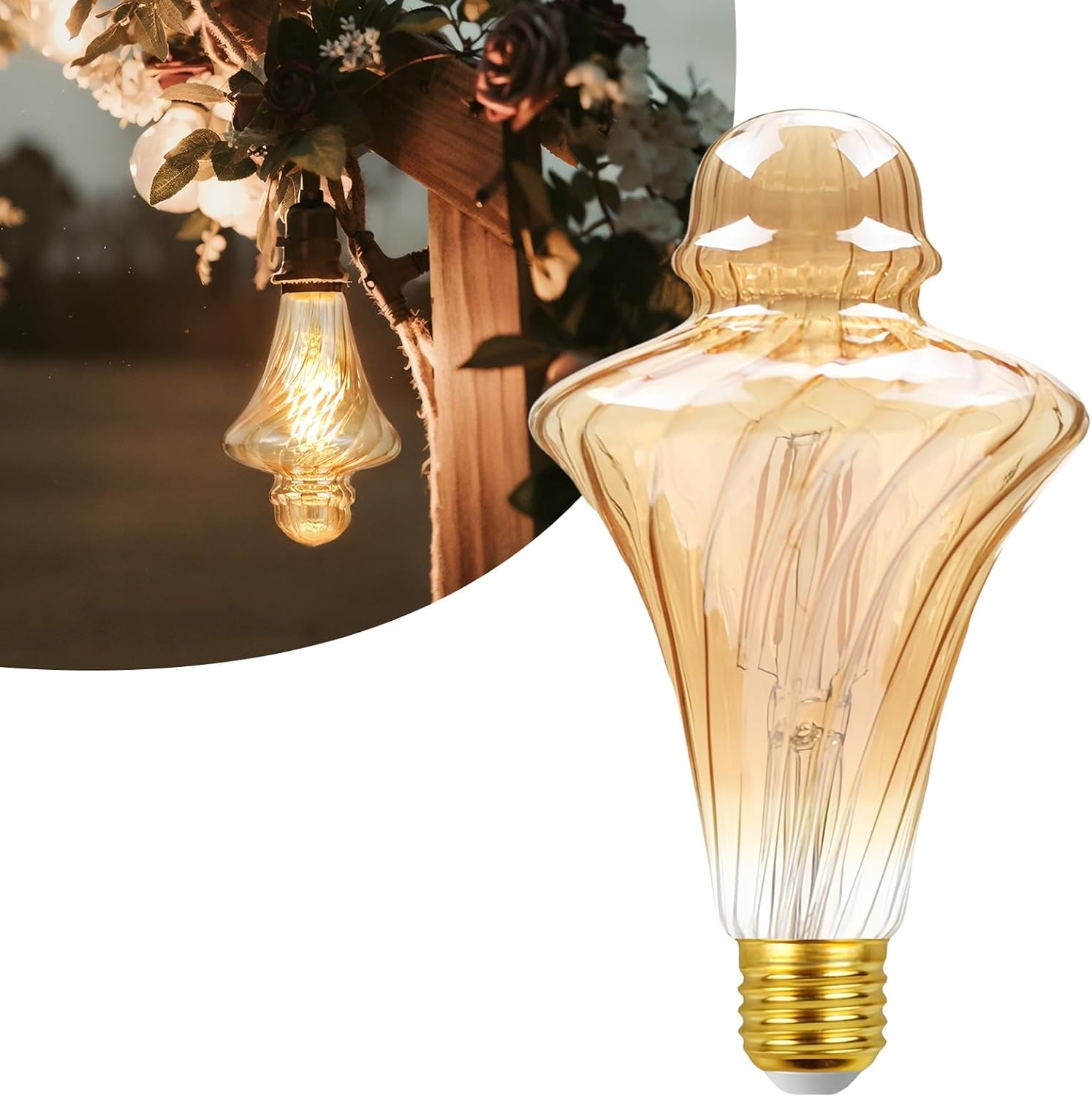 MYEARAYS 40 Watt Decorative Vintage LED Light Bulbs, Golden Hat 4W LED ...