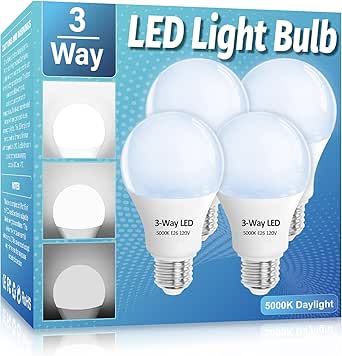 3 Way LED Light Bulbs 4 Pack, 3 Way Light Bulbs 30 70 100 Daylight ...
