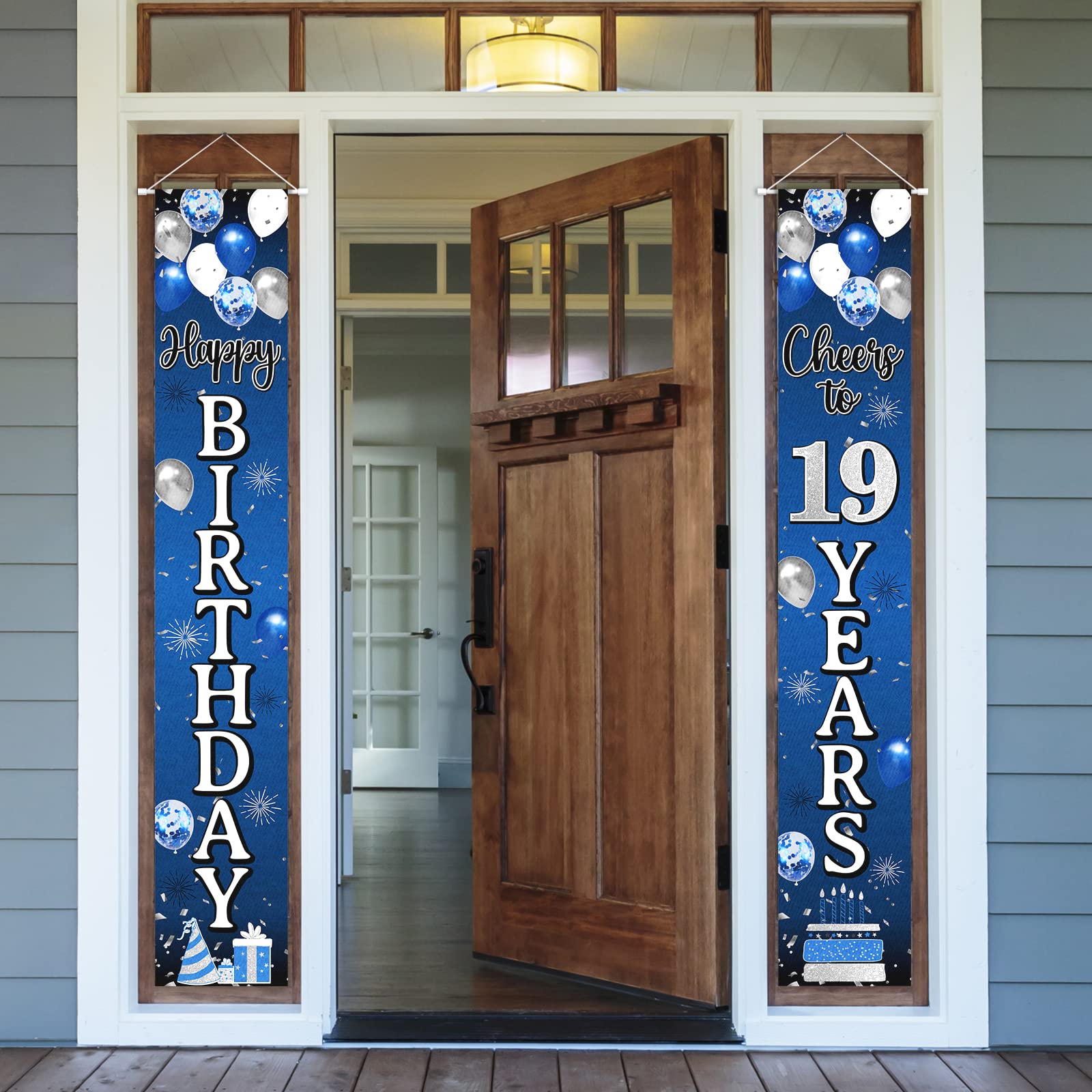 Amazon.com: Nelbiirth Happy 19th Birthday Decorations,19th Blue ...