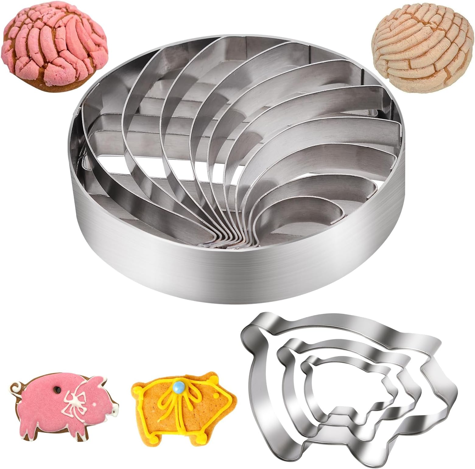 Amazon.com: Heluok Concha Cutter Mexican Bread Stamp, 4 Inch Small ...