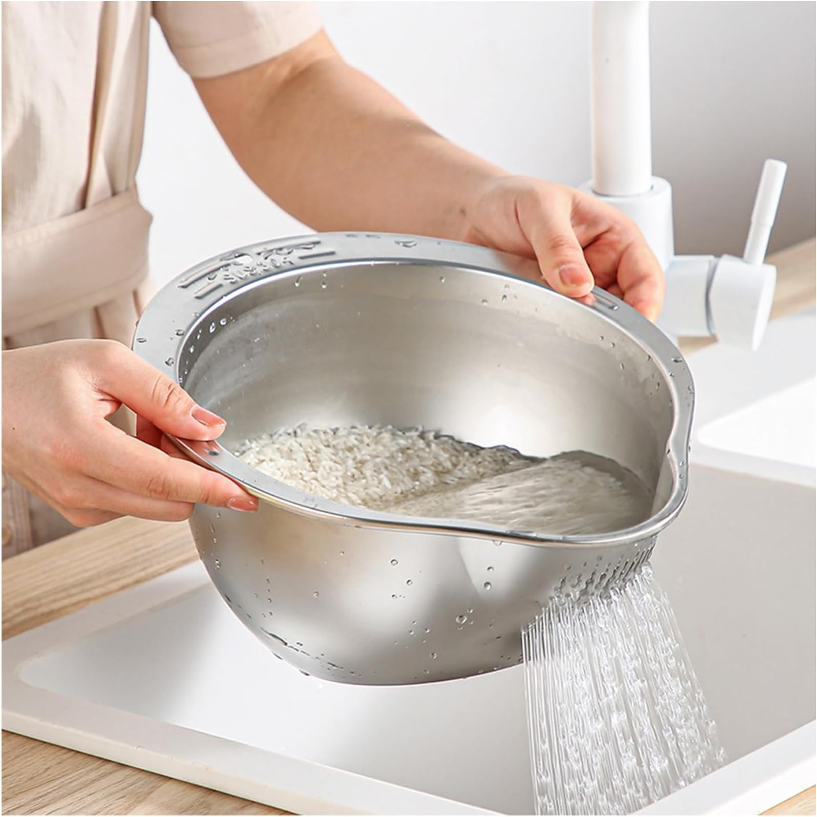 Amazon.com: Rice Washer Strainer Bowl, Stainless Steel Quinoa Washing ...