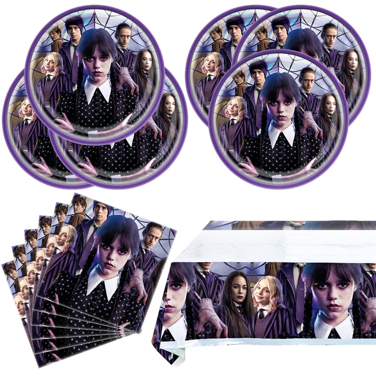 41pcs Wednesday Addams Birthday Party Supplies, 20 Plates + 20 Napkin ...