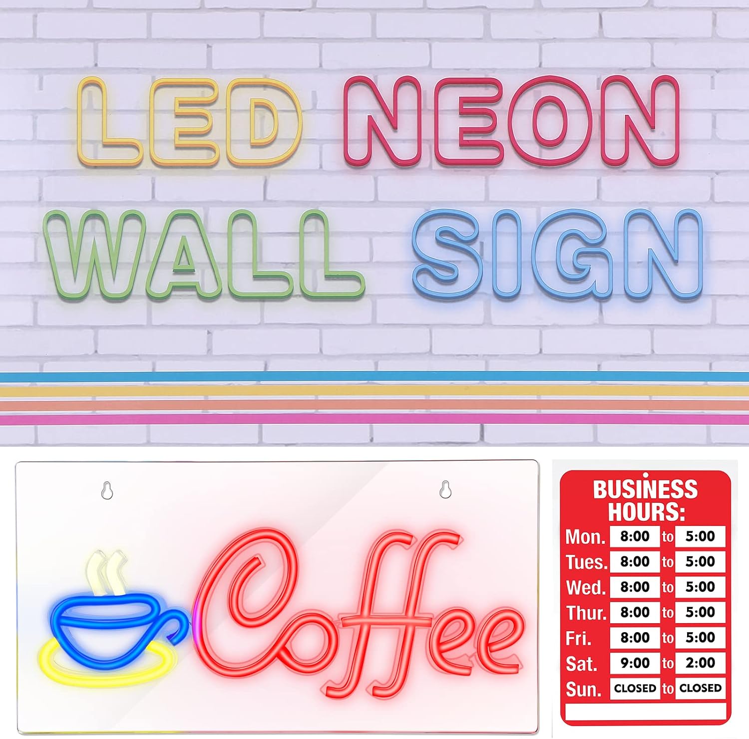 FITNATE Letrero de neón de café brillante con luz LED de neón ...