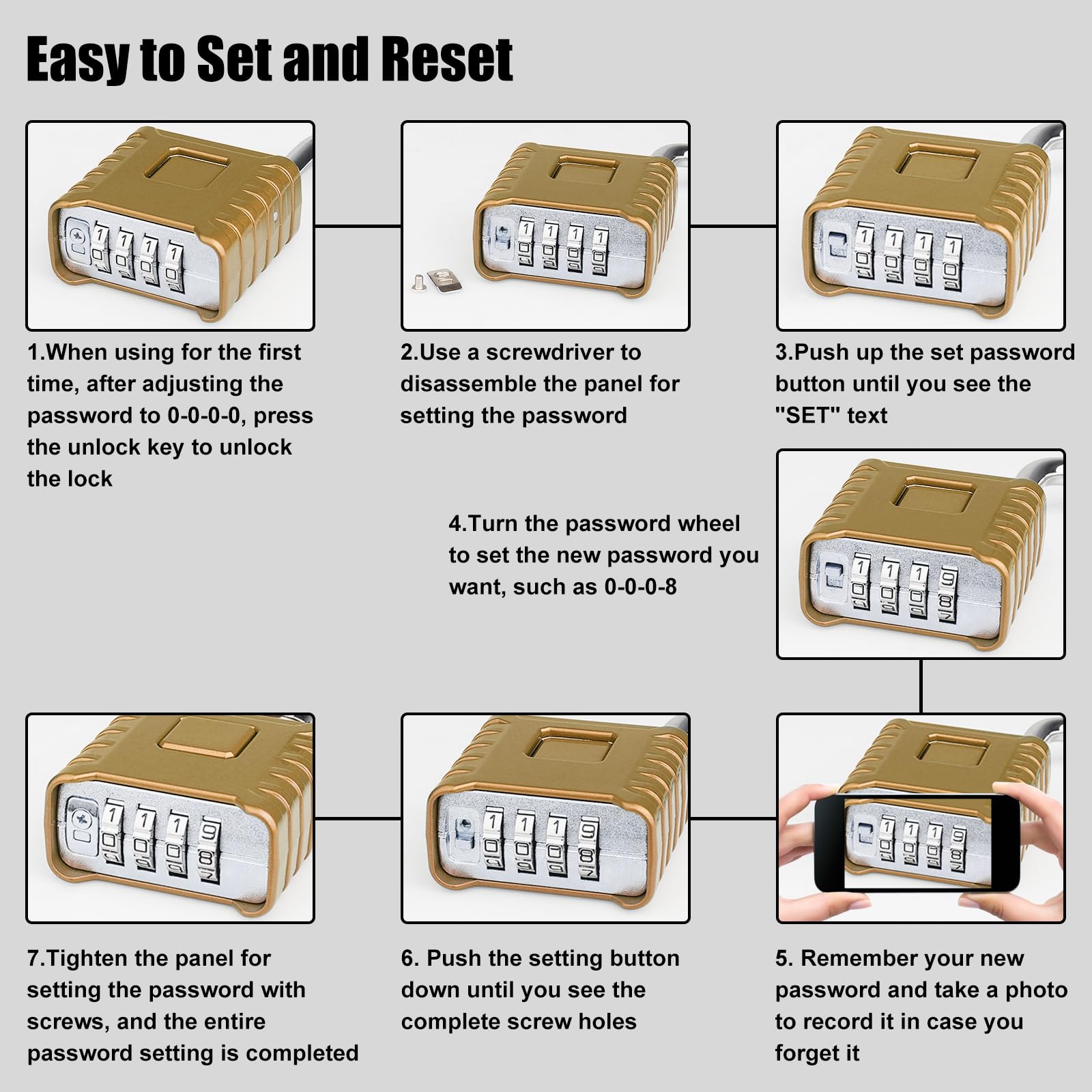 Snapklik.com : Heavy Duty Combination Padlock, Large Outdoor Padlock ...